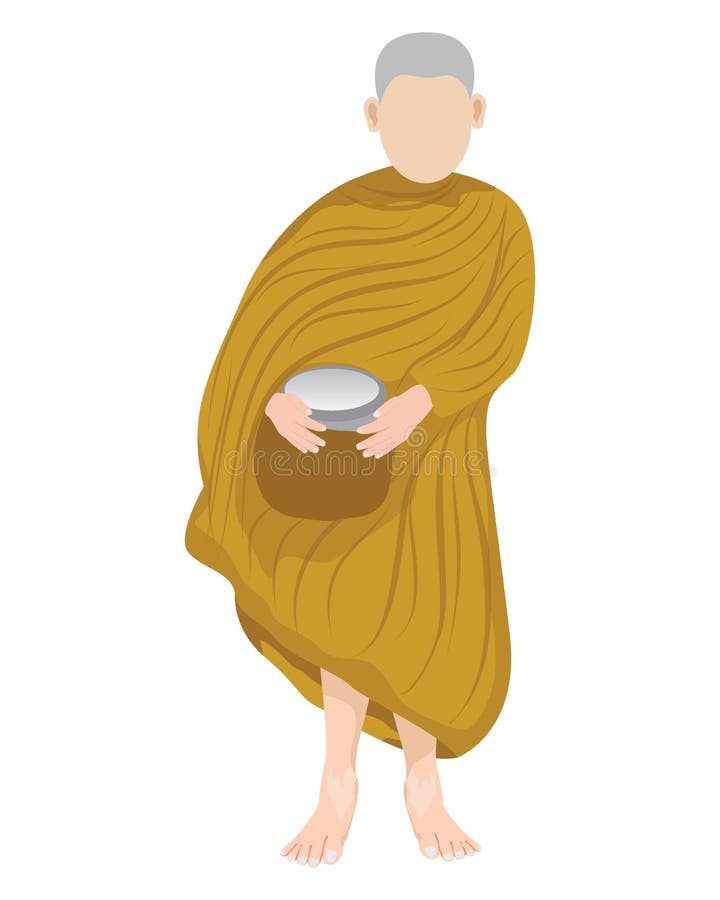 Isolated the Buddhist Monk on White Background Stock Vector ...