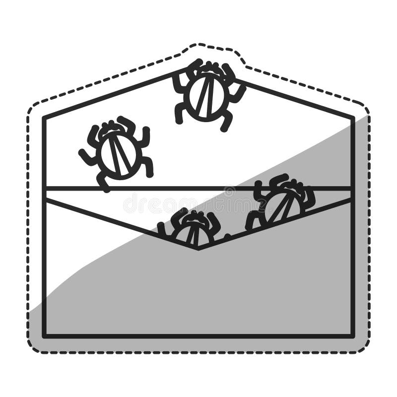 Isolated Bug and Envelope Design Stock Vector - Illustration of monitor ...