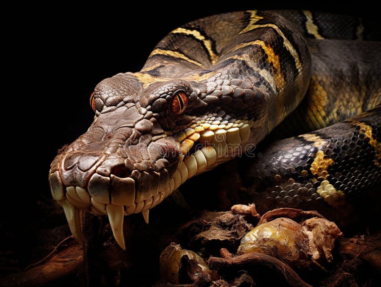 Isolated Burmese Python Eats Rat Stock Illustration - Illustration of aigenerated, imagine ...