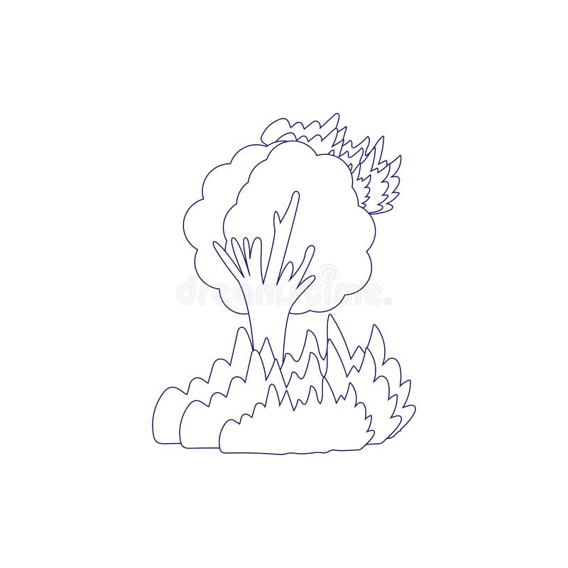 Isolated Burning Trees. Destruction of the Ecosystem Vector Stock ...