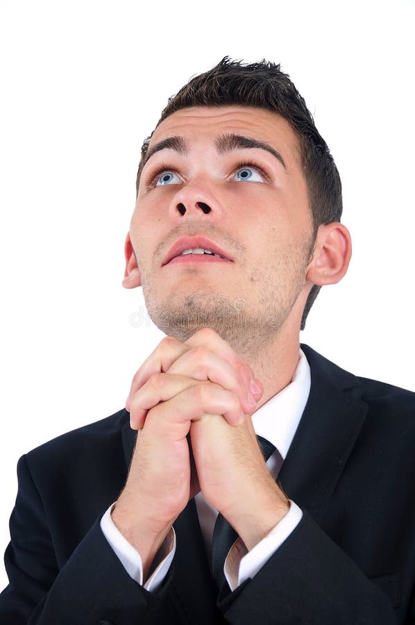 Desperate Businessman Praying Stock Image - Image of background ...