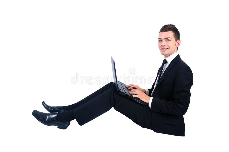 Isolated business man stock image. Image of computer - 26669507