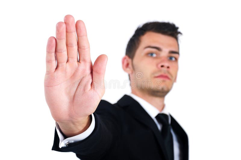Business Man with Stop Hand Up Stock Image - Image of people, safeguard ...