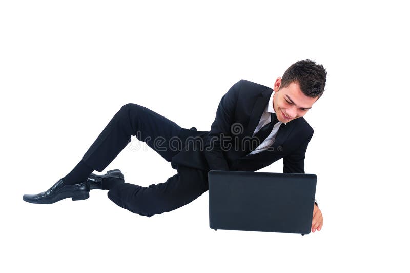 Isolated business man stock photo. Image of chating, browsing - 26669540