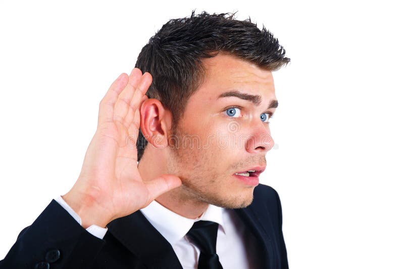Man listen pose stock image. Image of businessman, portrait - 21072355
