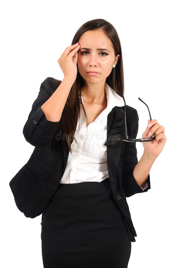 Isolated business woman stock photo. Image of headache - 26994162