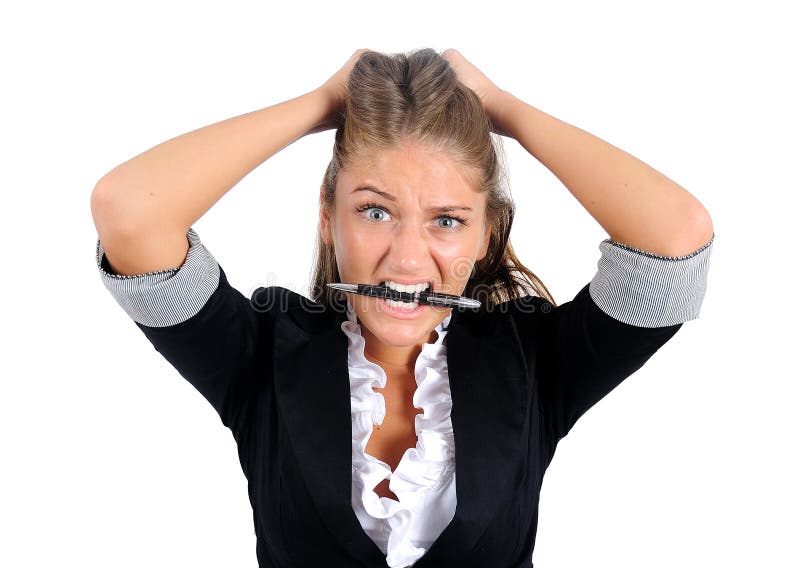 Isolated business woman stock image. Image of pain, pencil - 42544213