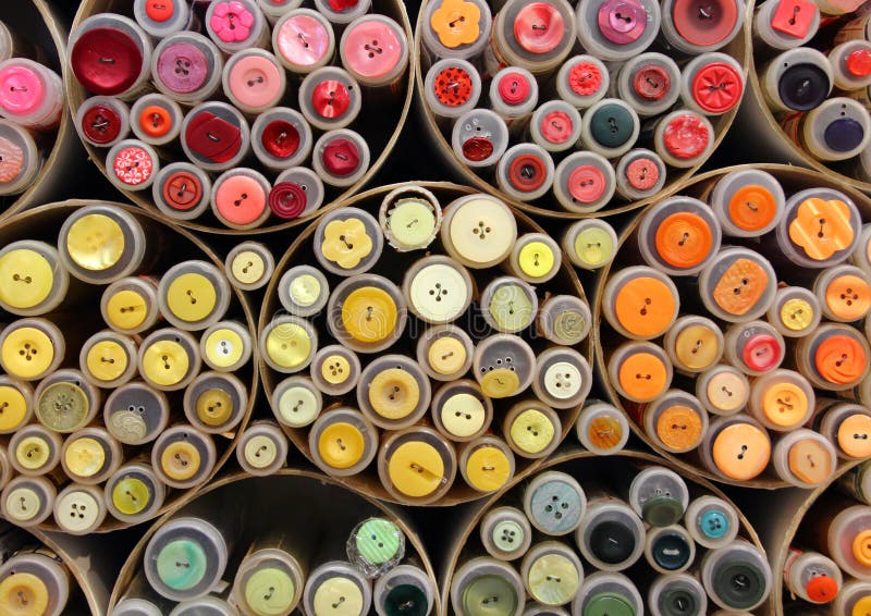 Isolated Button Collection in Separately Tubes Stock Photo - Image of ...