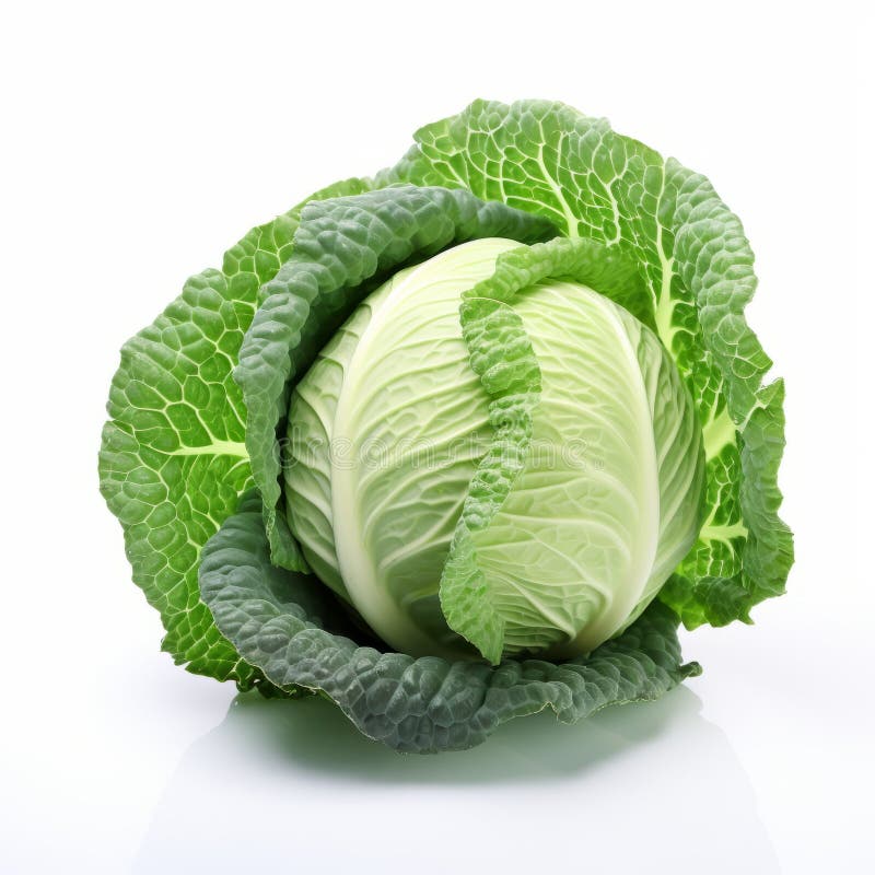 Isolated Cabbage on White Background Stock Illustration - Illustration ...
