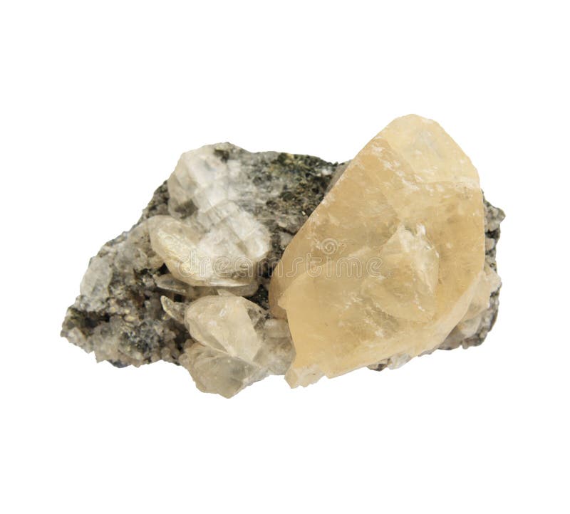 Isolated Calcite Crystals on Rock Stock Photo - Image of white, hand ...