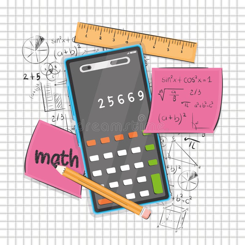 Isolated Calculator with Mathematical Formulas Math Class Concept ...