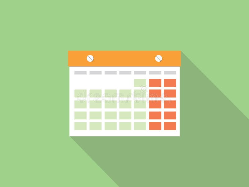 Isolated Calendar with Green Background and Long Shadow Style Stock ...