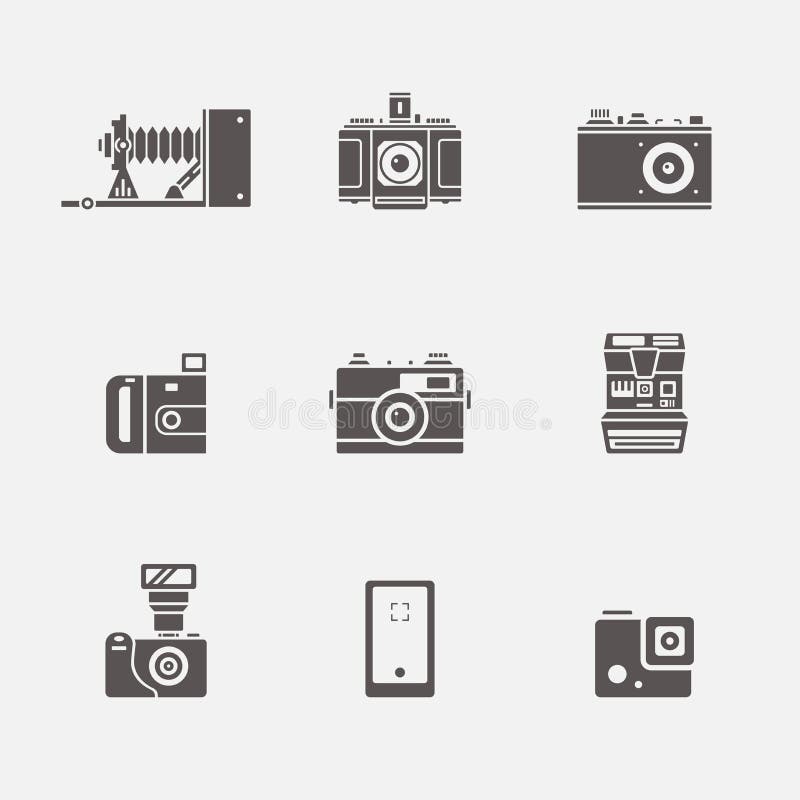 Isolated Camera Icons in Grey Shape Vector Set Stock Vector ...