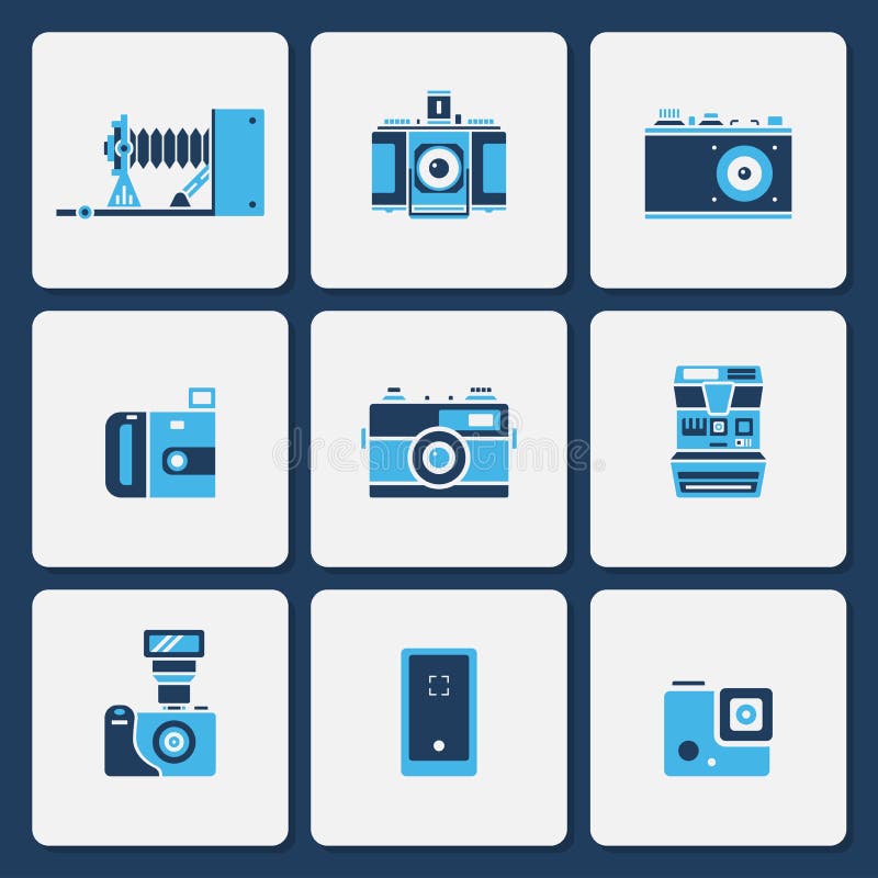 Isolated Camera Icons in Two Color Shape Vector Set Stock Vector ...