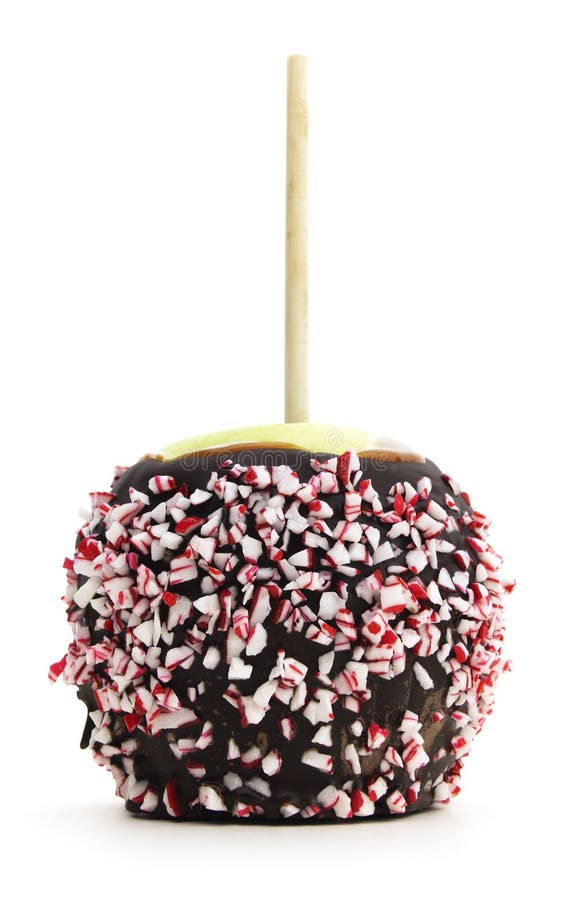 Isolated Candy Apple with Candy Cane Chips Stock Image - Image of view ...