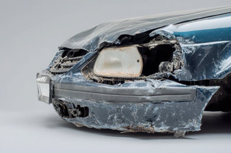 Damaged Car Bumper with a Significant Dent Under Bright Studio Lighting ...