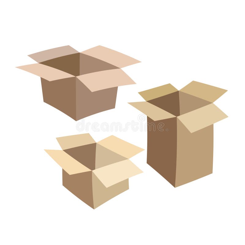 Isolated Cardboard Boxes Variations Vector Drawing Stock Vector ...