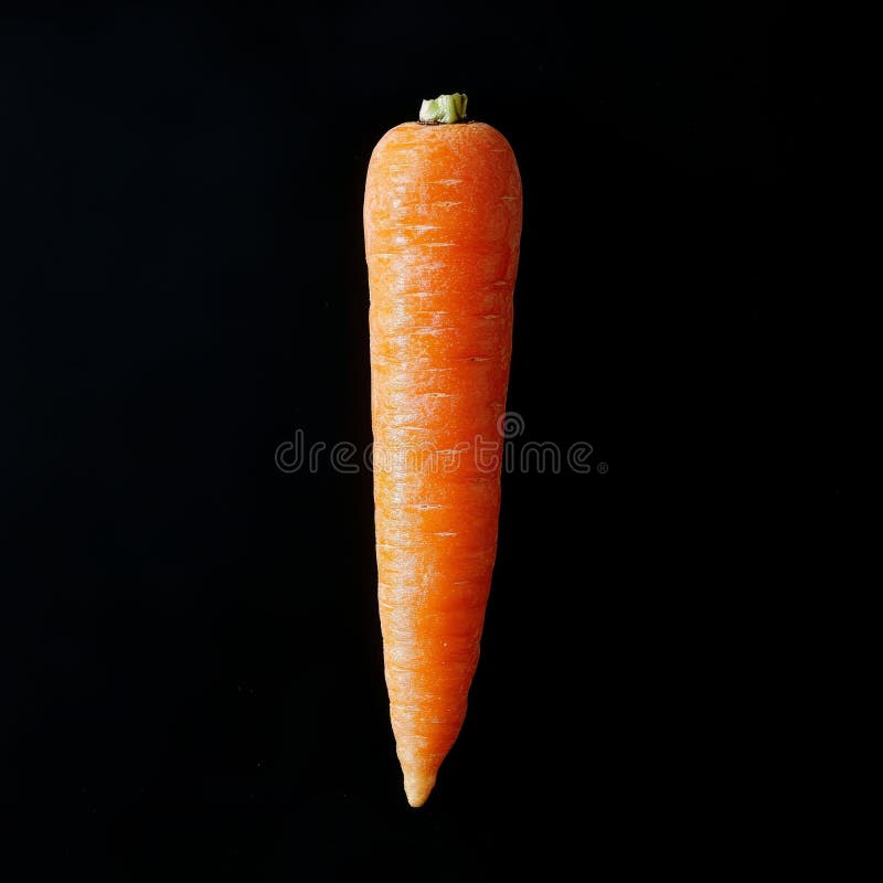 Isolated Carrot on Black Background Fresh, Vibrant Orange, Single Root ...