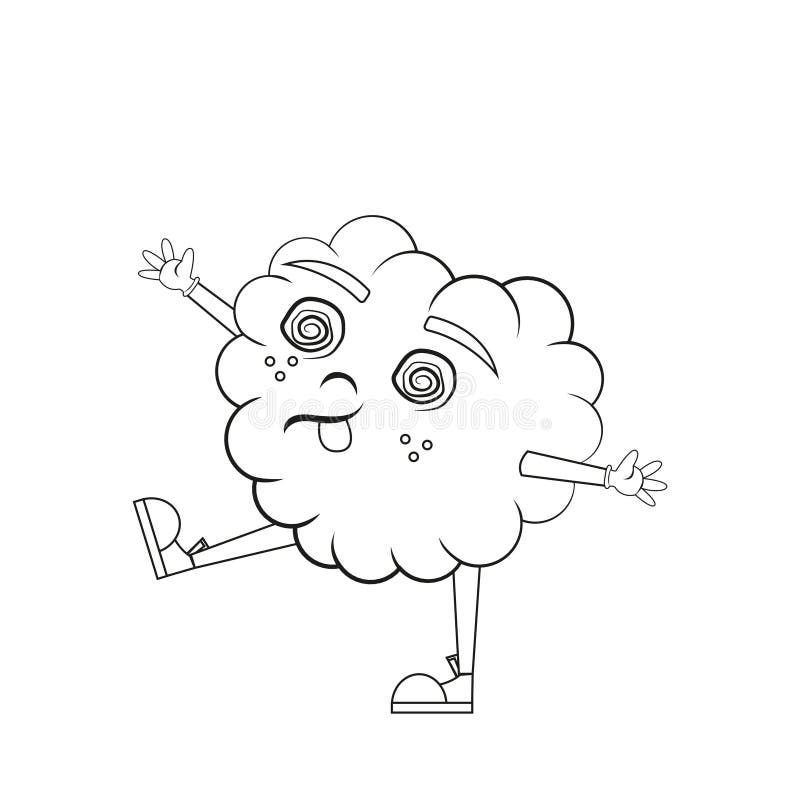 Isolated Cartoon of a Crazy Brain Stock Vector - Illustration of ...