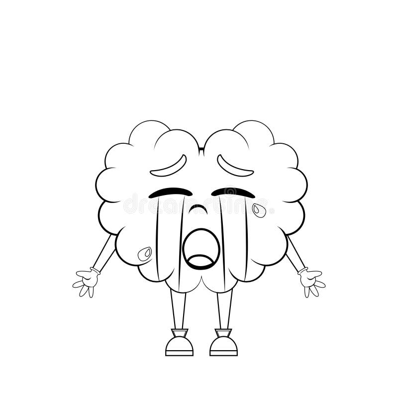 Isolated Cartoon of a Crying Brain Stock Vector - Illustration of mind ...