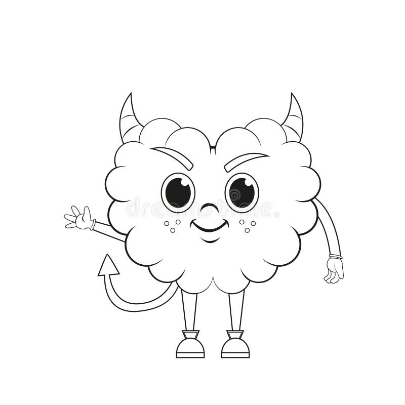 Isolated Cartoon of an Evil Brain Stock Vector - Illustration of head ...