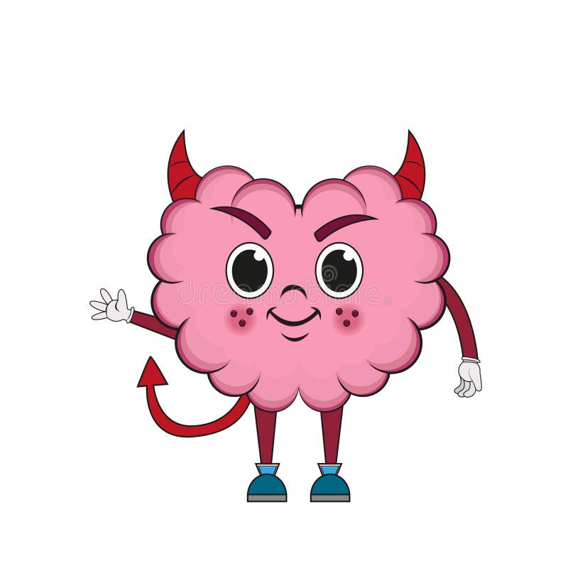 Isolated Cartoon of an Evil Brain Stock Vector - Illustration of head ...
