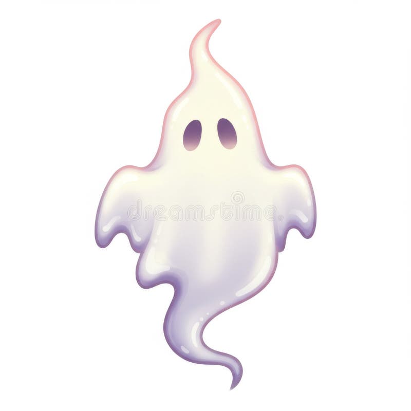 Isolated Cartoon Ghost Figure with White Texture on a Plain Background ...