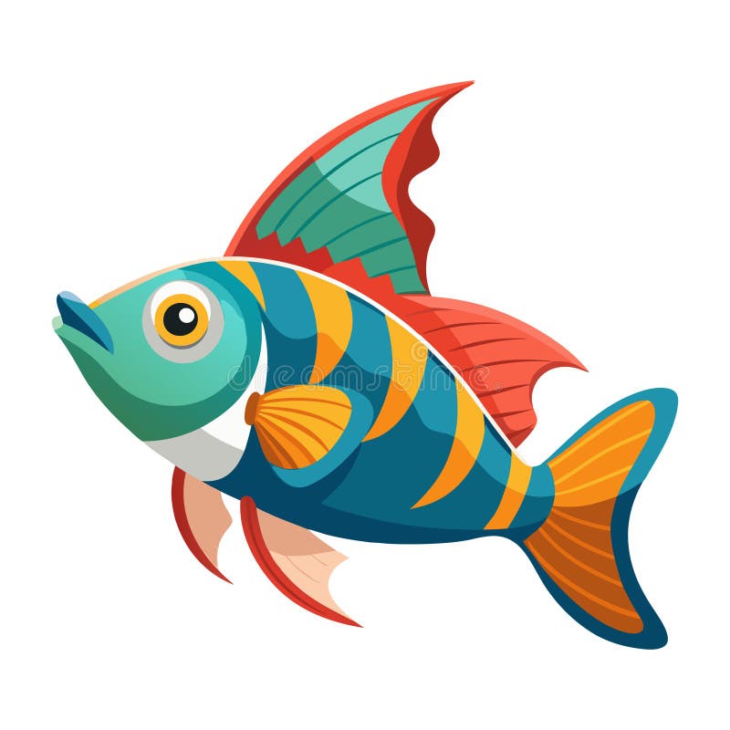 Cartoon Illustration of a Big Fish on White Stock Vector - Illustration ...
