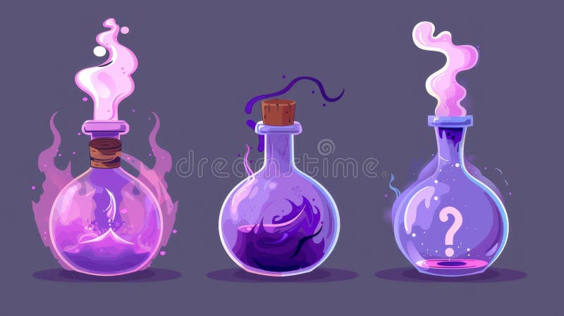 Isolated Cartoon Illustration of a Potion Bottle with Puff Cloud ...