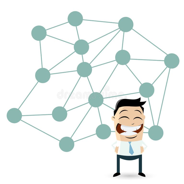 Isolated Cartoon Man in Front of a Big Network Stock Vector ...