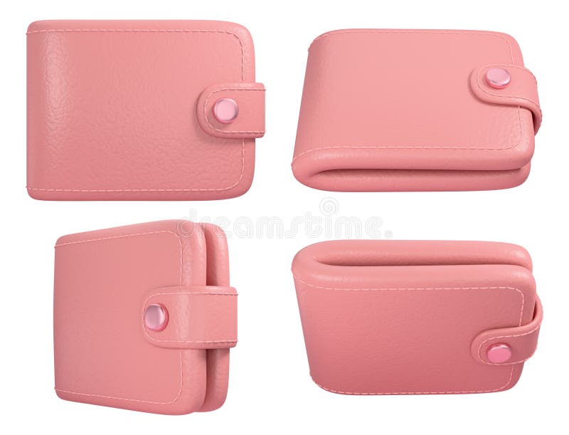 Isolated Cartoon Pink Wallet with Leather Texture. Set for Financial ...