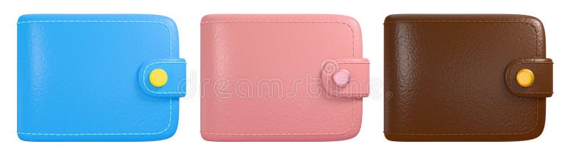 Isolated Cartoon Wallets with Leather Texture. Financial Design Set. 3D ...