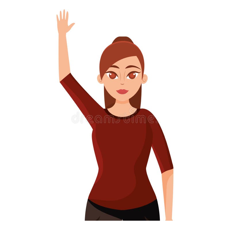 Isolated Cartoon Woman with a Hand Up Vector Stock Vector ...