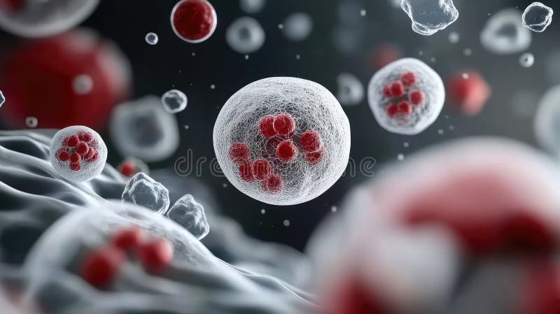 An Isolated Cell is Surrounded by Moving Spheres and Lines, Showing ...