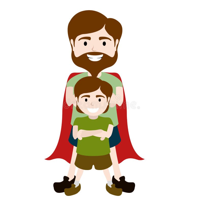 Isolated Character of a Super Dad with a Boy Stock Vector ...