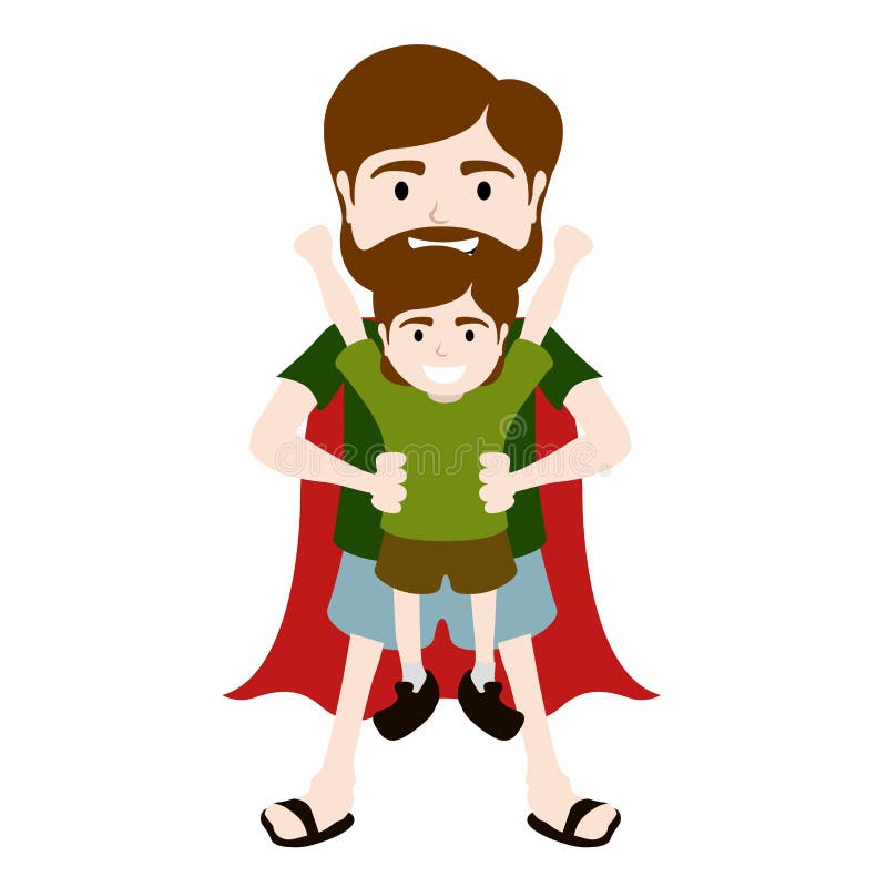 Isolated Character of a Super Dad with a Boy Stock Vector ...