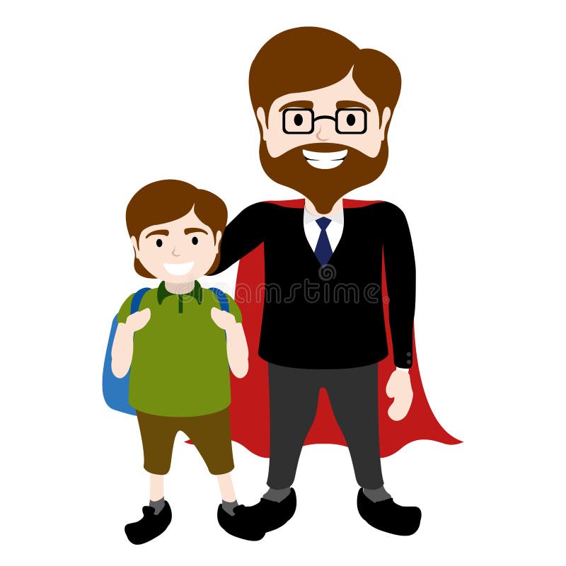 Isolated Character of a Super Dad with a Boy Stock Vector ...