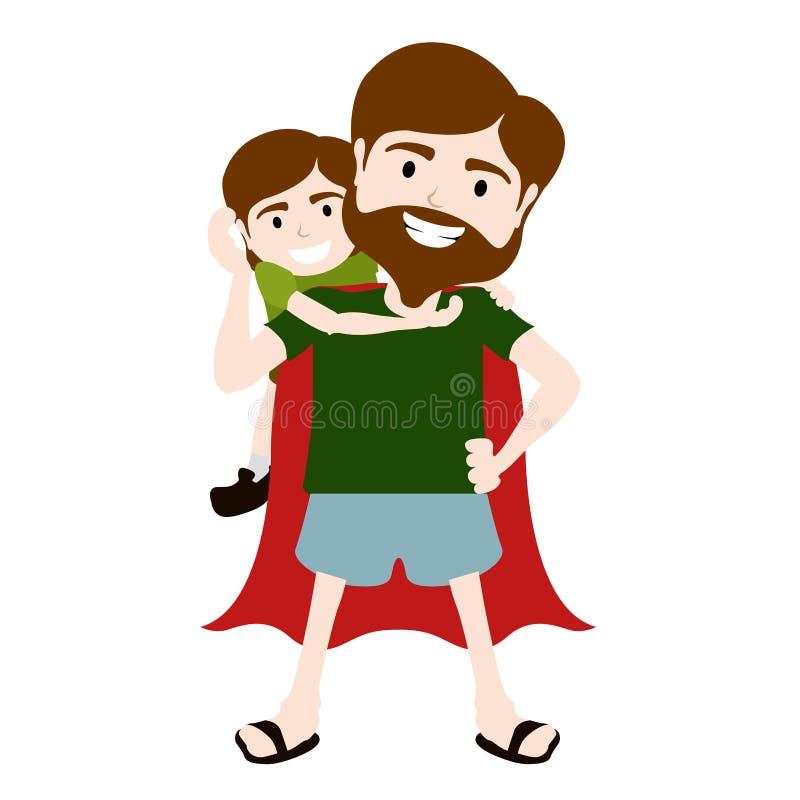 Isolated Character of a Super Dad with a Boy Stock Vector ...