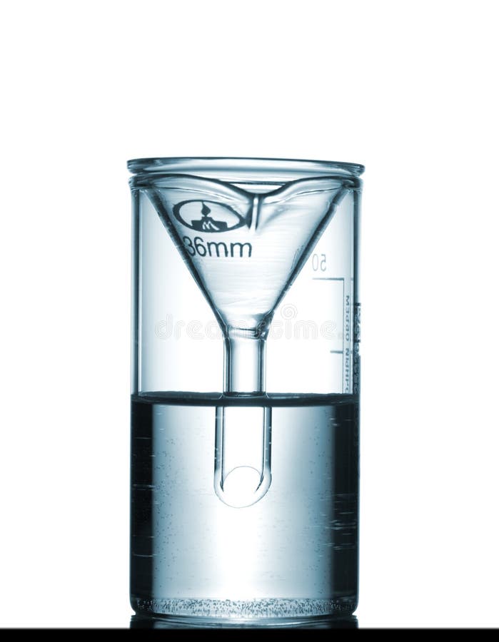 Isolated Chemical Volumetric Flask on Table with Funnel Stock Photo ...