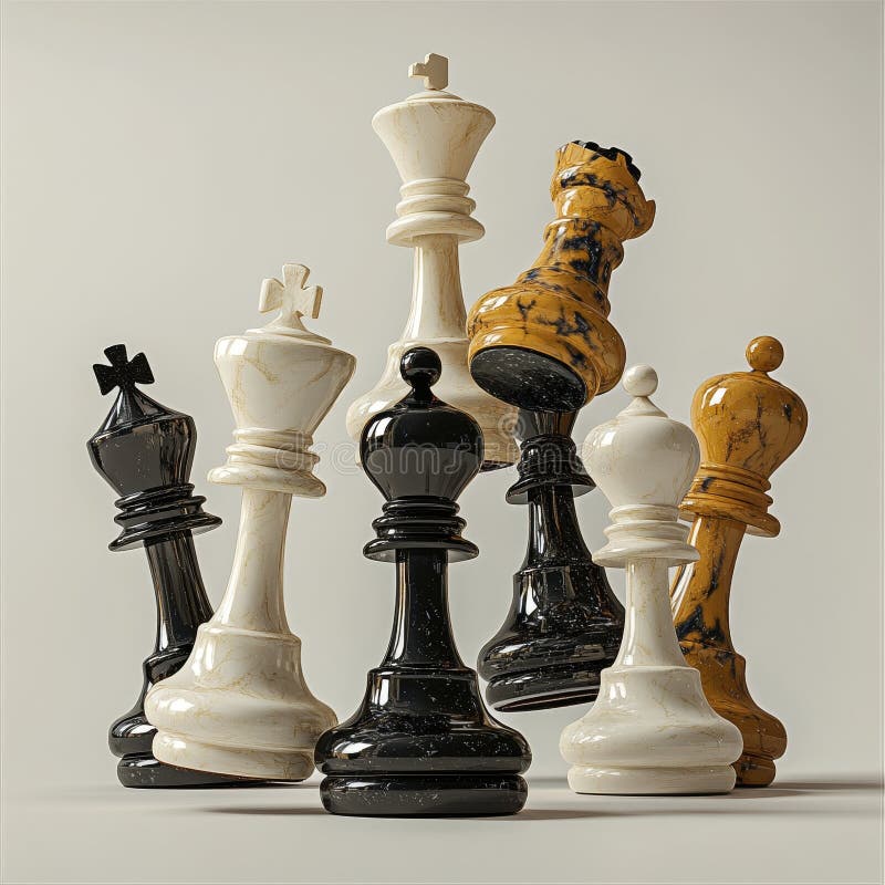 Isolated Chess Pieces are Falling on a Transparently Backed Board Stock ...
