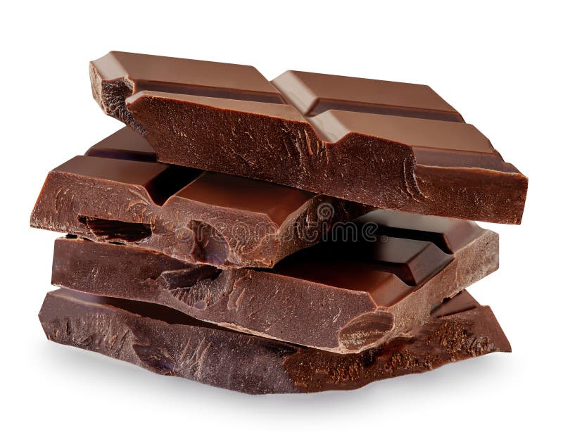Isolated Chocolate Bar Pieces on White Background. Bitter Dark ...