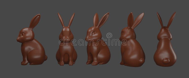 Isolated Chocolate Bunny. Set of Chocolate Rabbits. Render 3d Stock ...