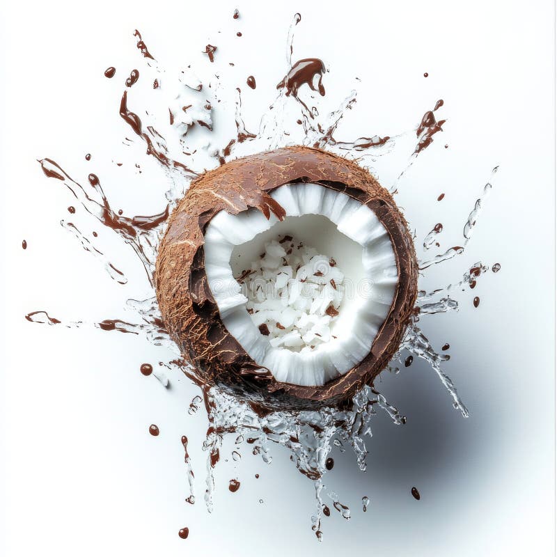 Isolated Chocolate Splash with Coconut on White Stock Illustration ...