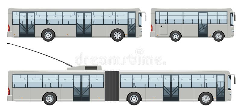 Isolated City Buses Vector Template, Side View Stock Illustration ...