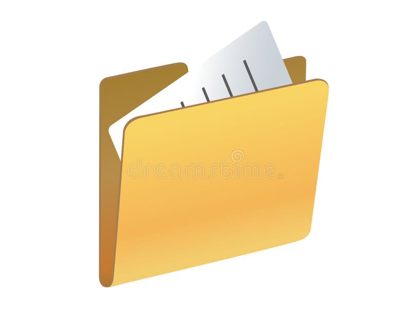 Classic Gradient Yellow Computer File Folder Icon with Document Stock ...