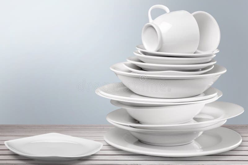 Clean Plates and Bowls Isolated Stock Photo - Image of shine, kitchen ...
