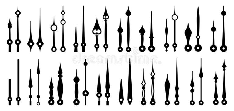 Isolated Clock Hands, Time Pointers, Watch Arrows Stock Vector - Illustration of watch, elegant ...