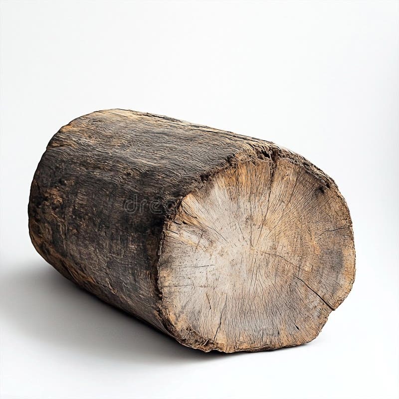 Isolated Close-up of Large Round Log Against White Backdrop Displaying ...