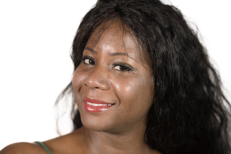 Isolated Close Up Portrait Of Young Happy And Beautiful Black African