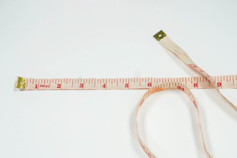 Isolated Close Up Tape Measure on Table Stock Photo - Image of line ...